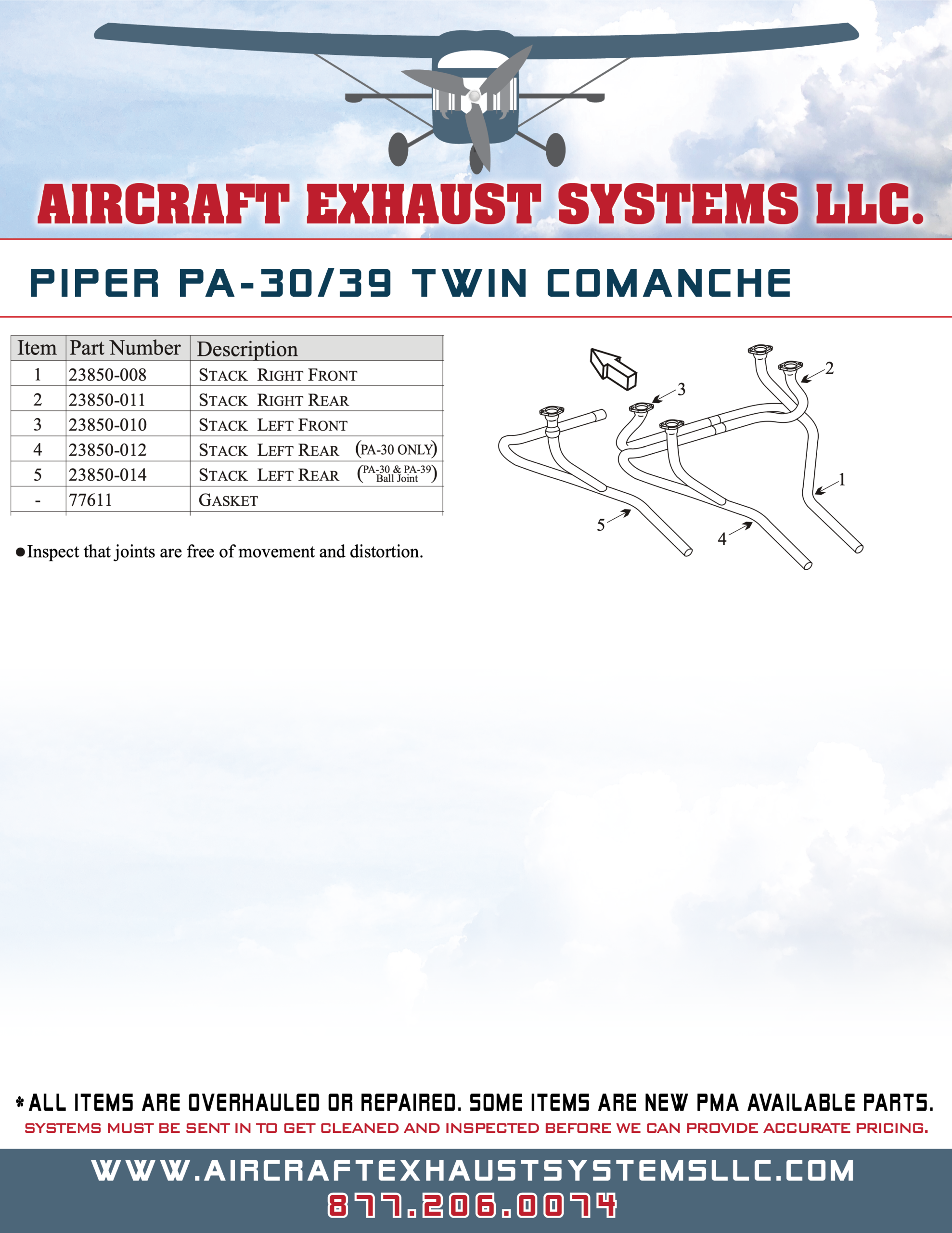 Piper PA-30/39 Twin Comanche - Aircraft Exhaust Systems LLC