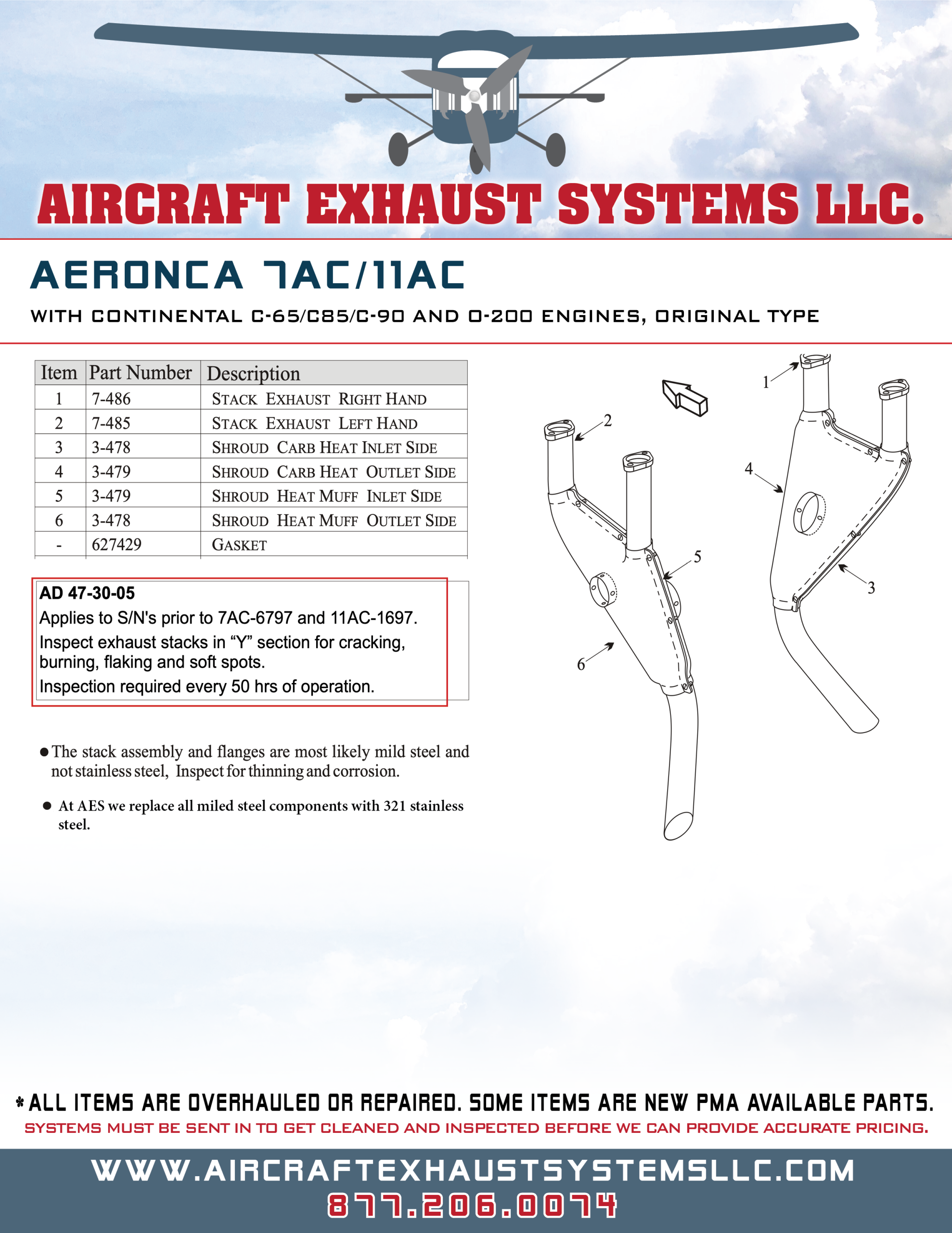 Aeronca 7AC - Aircraft Exhaust Systems LLC